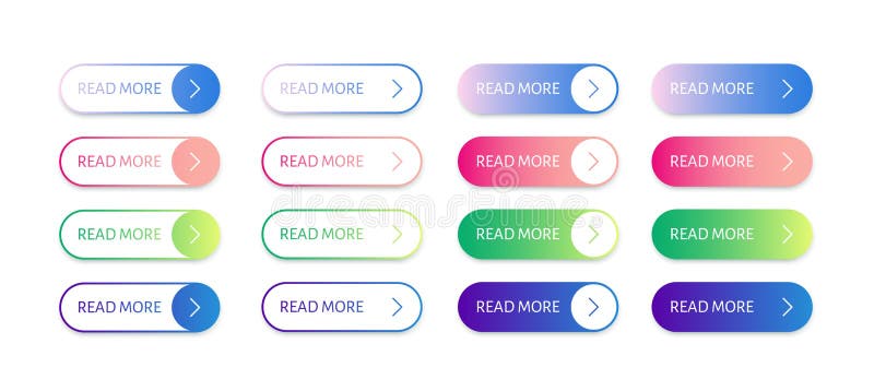 Website Button Read More with Arrow. Simple Gradient Flat Buttons Stock ...