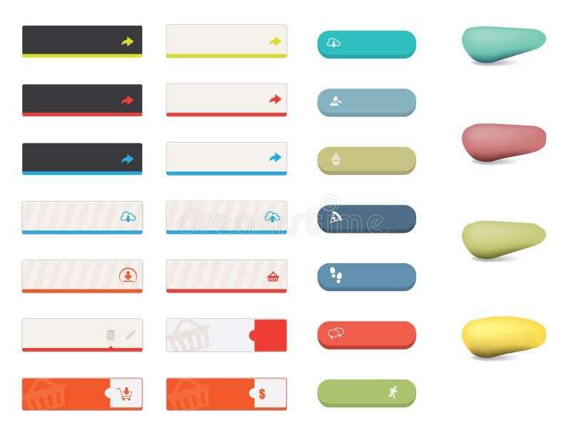 Website Button Set with Icons Stock Vector - Illustration of launch ...