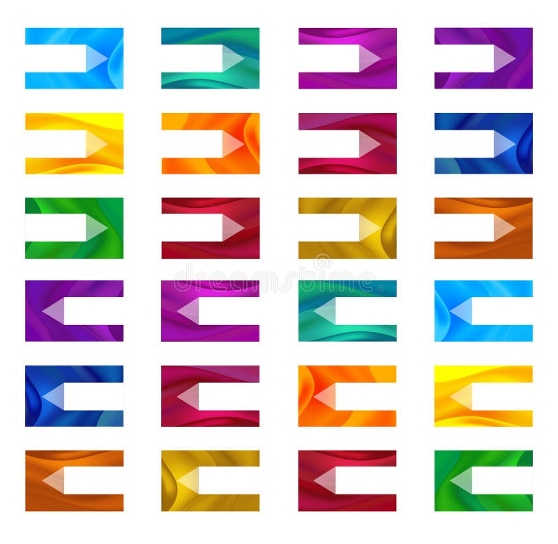 Set of Colorful Rectangular Buttons with Inside White Space for Text ...