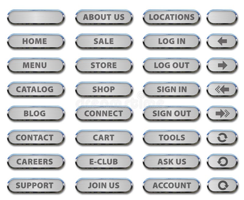 Website Buttons and Steel Icons Stock Illustration - Illustration of ...