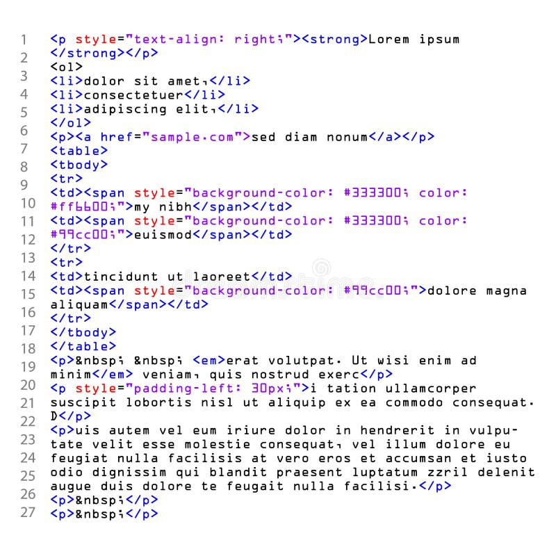 Einfacher Code-Vektor HTML Bunte Abstrakte Programm-Tags in Der Entwickler-Ansicht Schirm Der ...