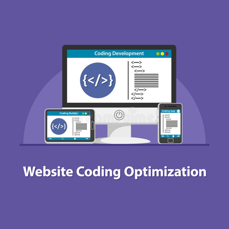 Website Coding Development with Responsive Web Des Stock Vector ...
