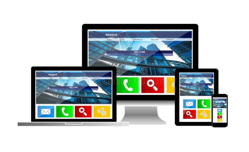 Website Concept on Computer Laptop Tablet Phone Stock Image - Image of ...