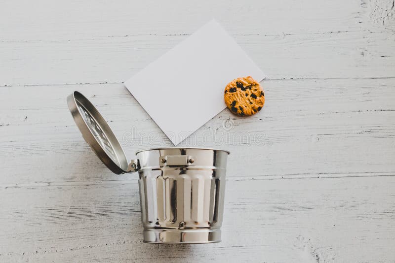 Cookie Going into a Trash Can with Policy Text Stock Image - Image of ...