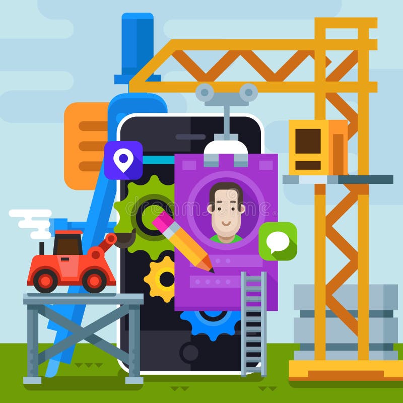 Website Creation, Web Development Process Flat 3d Concept Stock Vector ...