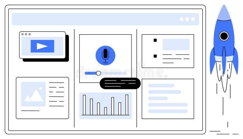 Website Dashboard with Multimedia, Charts, and Rocket Launch Theme ...