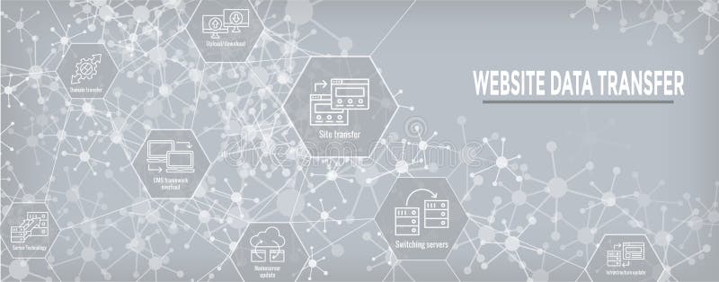 Website Data Transfer Icon Set and Web Header Banner Stock Vector ...