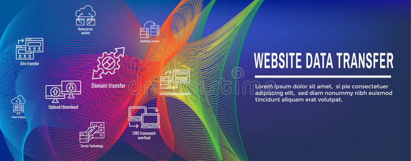 Website Data Transfer Icon Set and Web Header Banner Stock Vector ...