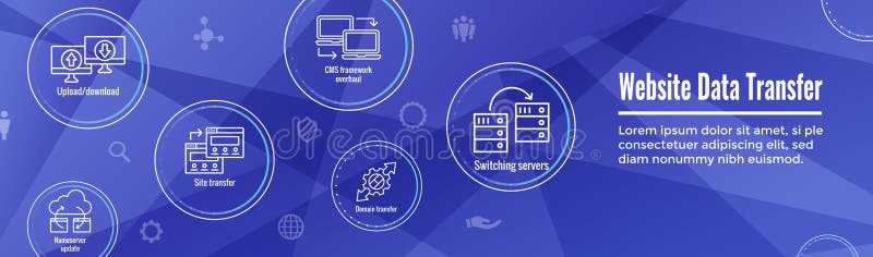 Website Data Transfer Icon Set and Web Header Banner Stock Vector ...