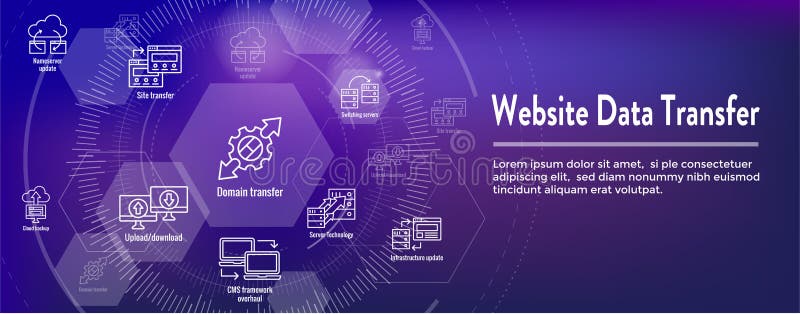 Website Data Transfer Icon Set and Web Header Banner Stock Vector ...