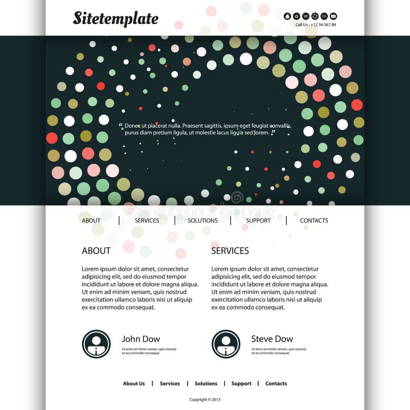 Website Design with Abstract Spiralling Dots Header Stock Vector ...