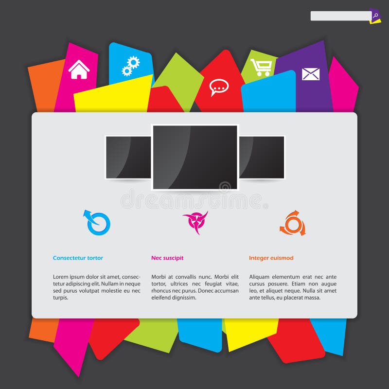 Website Design with Color Paper Label Button Bar Stock Vector ...