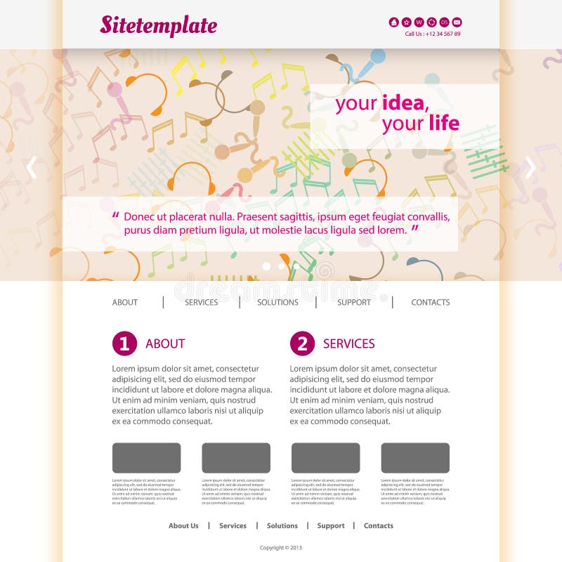 Website Design with Colorful Music Related Icons Stock Vector ...