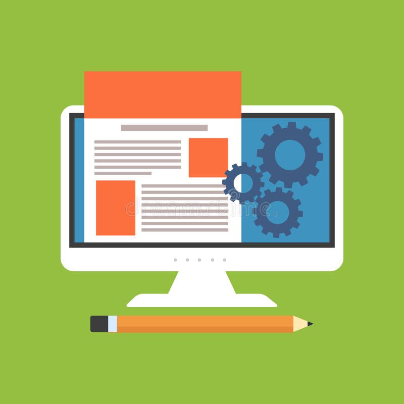 Web Development Concept Symbol. Flat Isometric Icon or Logo Stock Vector - Illustration of ...