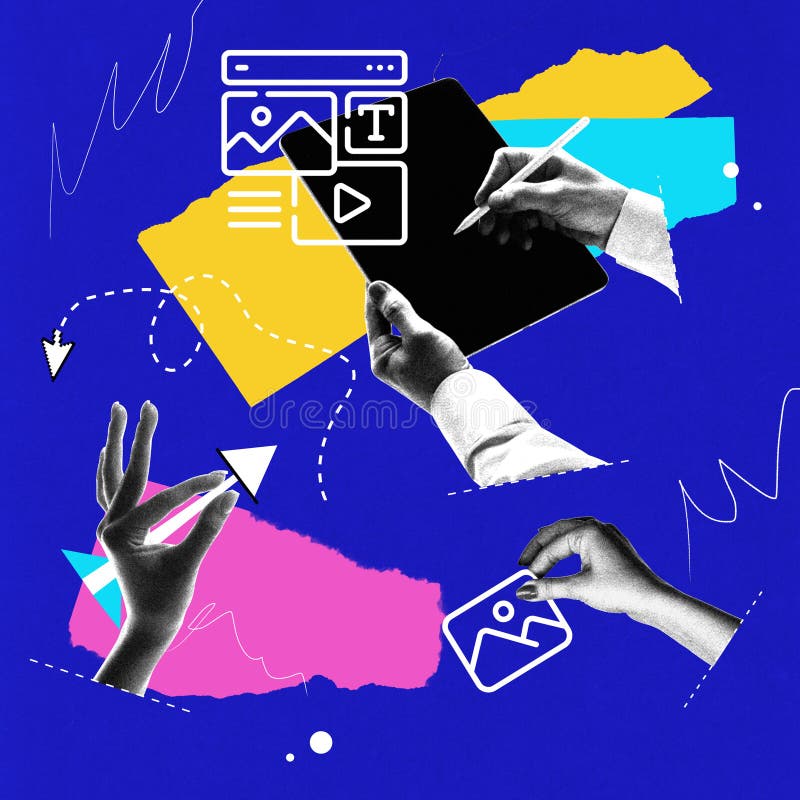 Website Design. Hands Assemble Website Layout, Content Icons, and Image ...