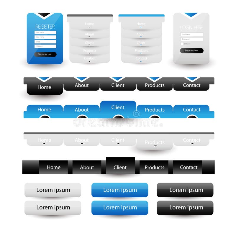 Website Design Template Elements Stock Vector - Illustration of ...