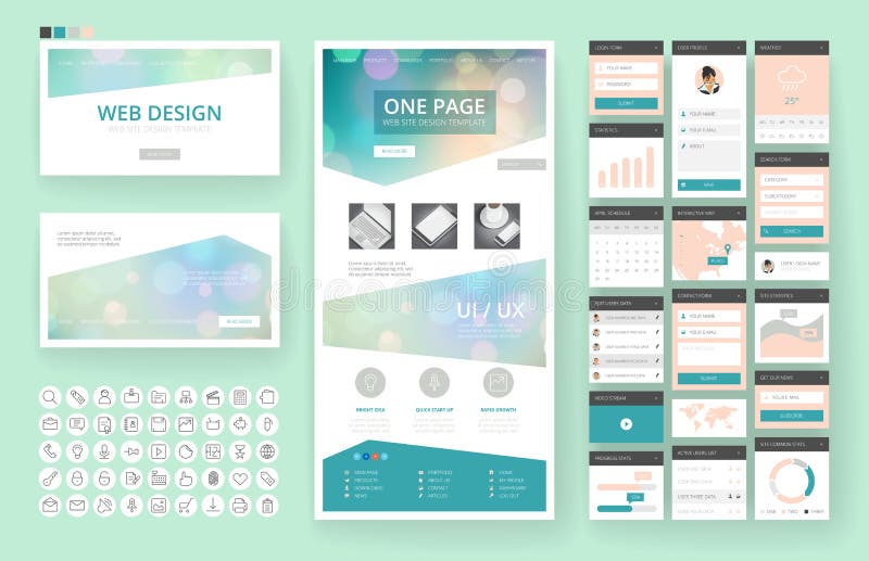 Website Design Template and Interface Elements Stock Vector ...