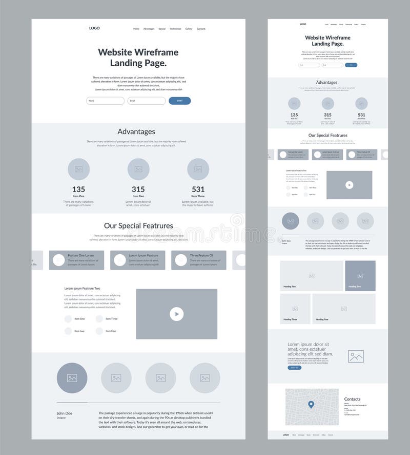 Ux Ui Website. Modern Responsive Design. Landing Page Wireframe Design ...