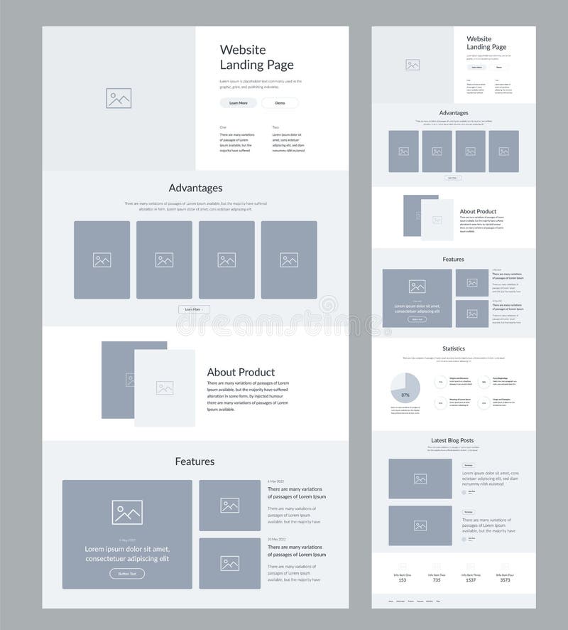 Ux Ui Website. Modern Responsive Design. Landing Page Wireframe Design ...