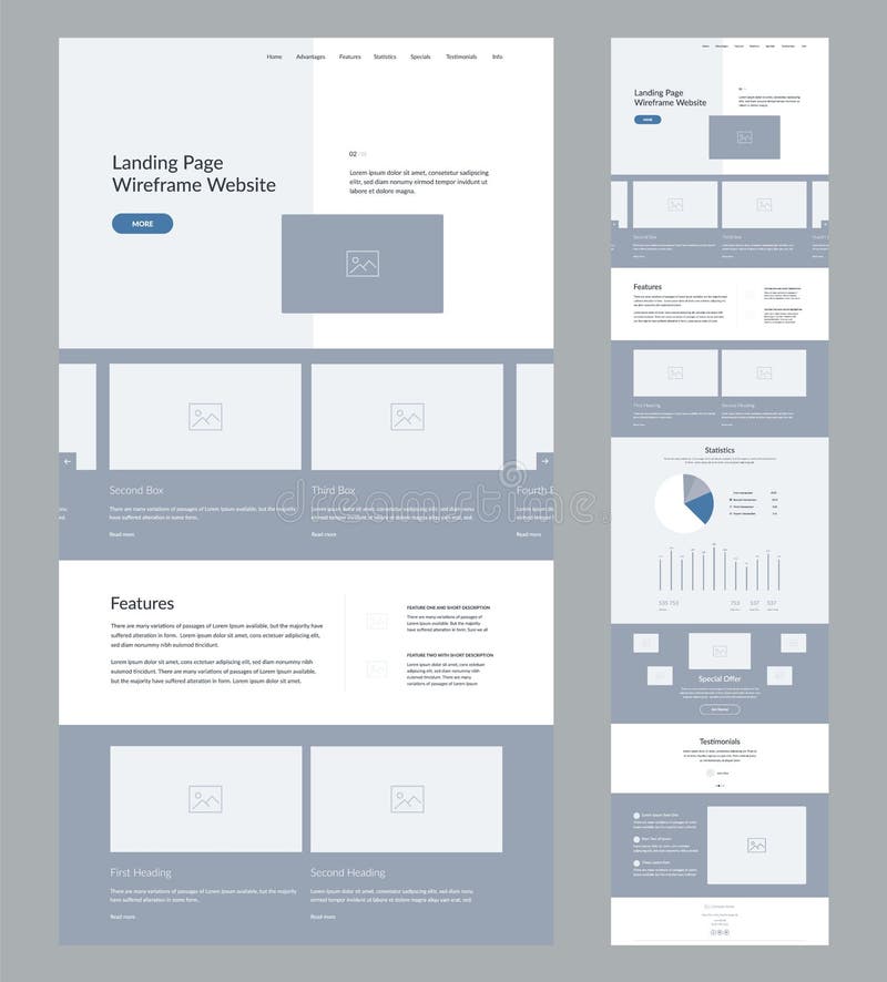 Ux Ui Website. Modern Responsive Design. Landing Page Wireframe Design ...