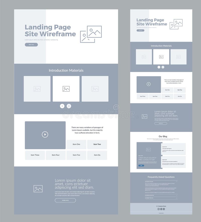 Website Design Template Wireframe Landing Page for Business. One Page ...