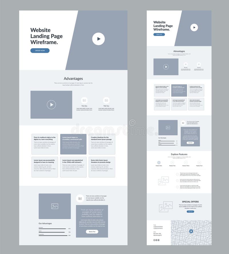Ux Ui Website. Modern Responsive Design. Landing Page Wireframe Design ...