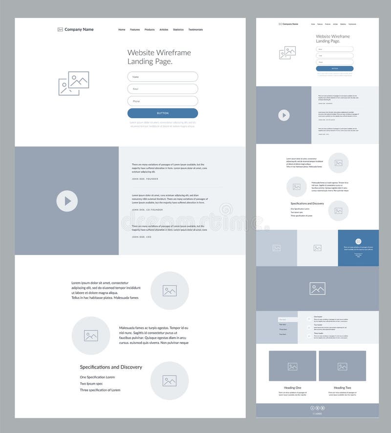 Modern Responsive Design. Ux Ui Website. Landing Page Wireframe Design ...