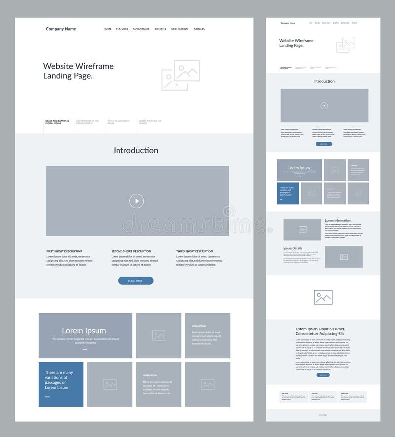Ux Ui Website. Modern Responsive Design. Landing Page Wireframe Design ...