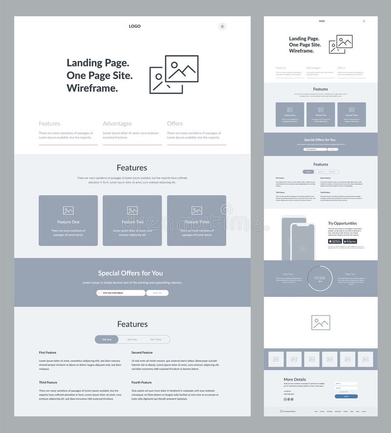 Ux Ui Website. Modern Responsive Design. Landing Page Wireframe Design ...