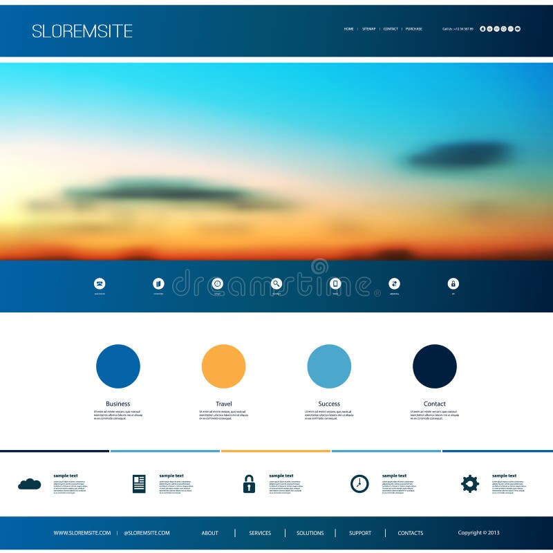 Website Design Template for Your Business with Sunset Sky Image ...