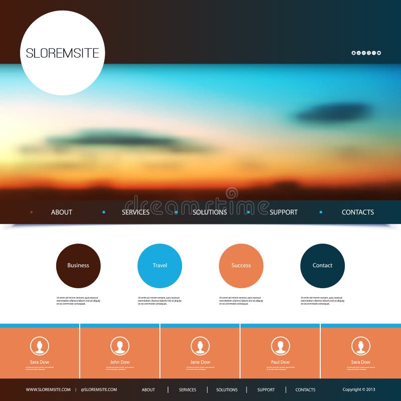 Website Design Template for Your Business with Sunset Sky Image ...