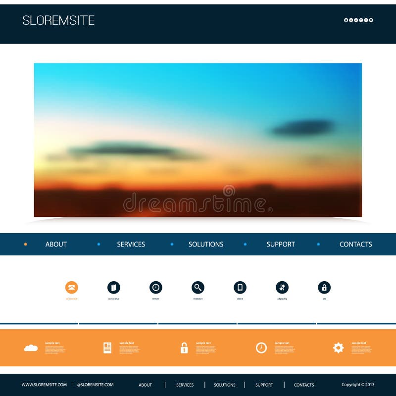 Website Design Template for Your Business with Sunset Sky Image ...