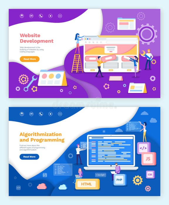 Website Development, Algorithmization Programming Stock Vector - Illustration of mechanisms ...