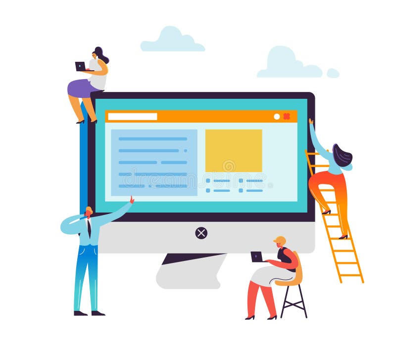 Website Development Concept Web Developers Characters Creating App