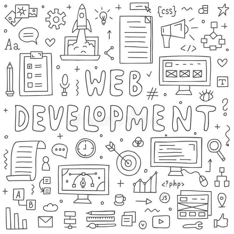 Website Development Doodles Stock Vector - Illustration of sign ...