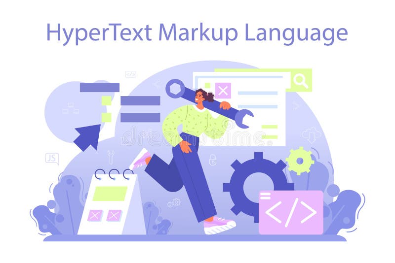 Website Development. HTML Coding Process Stock Vector - Illustration of ...