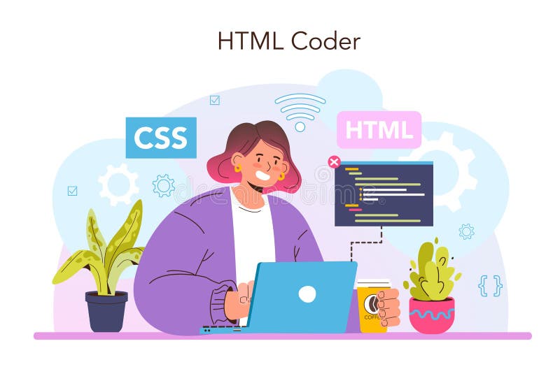 Html, css coding stock illustration. Illustration of business - 17431590