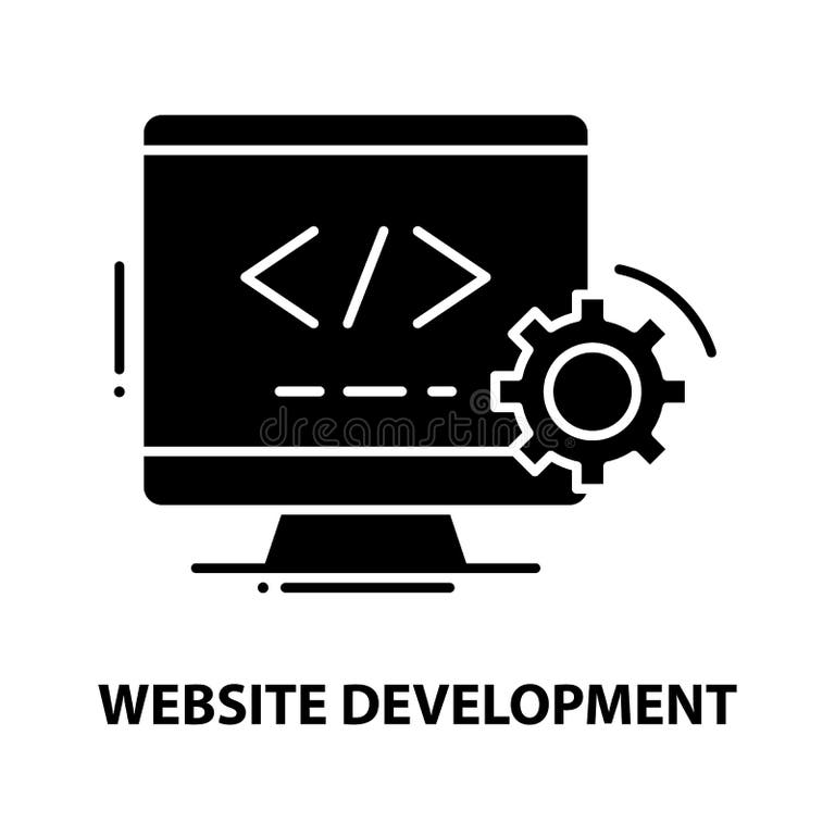 Website Development Icon, Black Vector Sign with Editable Strokes ...