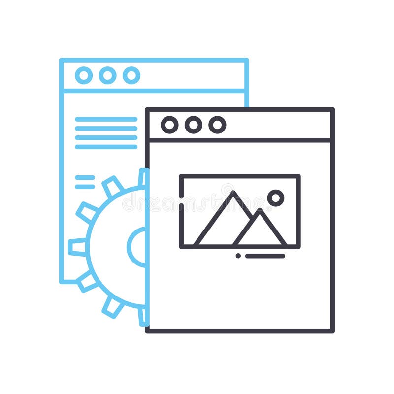 Website Development Linear Icons Set. Coding, Design, Optimization, Interface, Backend, Frontend ...