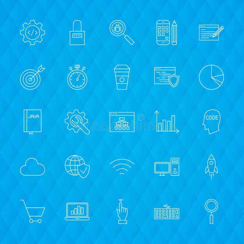 Website Development Line Icons Stock Vector - Illustration of code ...