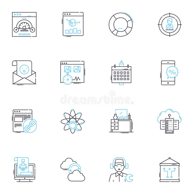 Website Development Linear Icons Set Coding Design Optimization Interface Backend Frontend