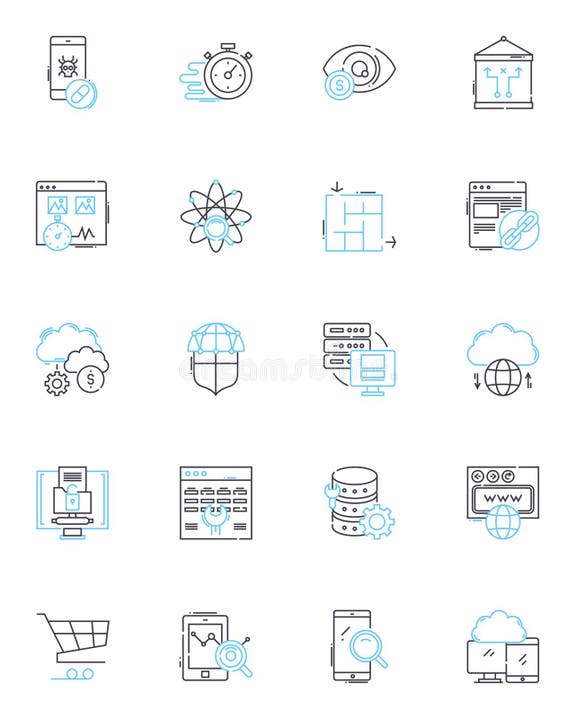 Website Development Linear Icons Set. Coding, Design, Optimization ...