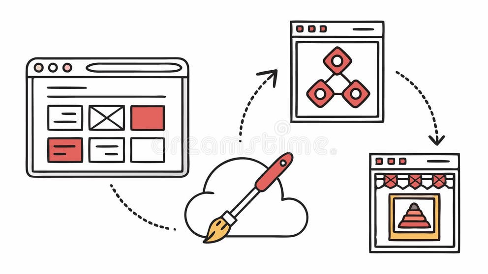 Website Development Process Icons Showing Page Load and User Interface ...
