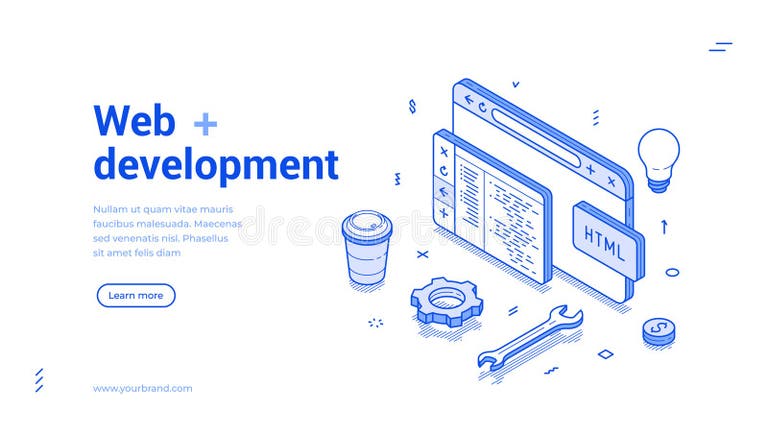 Website Development Programming and Coding Web Banner Isometric Vector Illustration Stock Vector ...