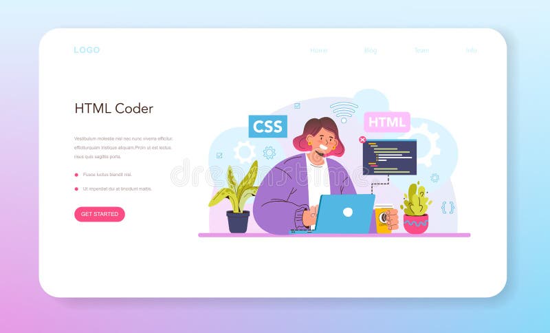 Website Development Web Banner or Landing Page. HTML Coding Stock ...