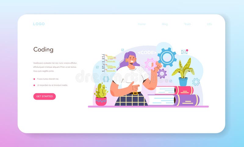 Website Development. HTML Coding Process Stock Illustration - Illustration of developer ...