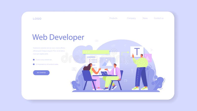 Website Development Web Banner or Landing Page. HTML Coding Process Stock Illustration ...