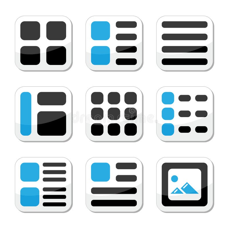 Set of buttons and icons stock vector. Illustration of square - 34237047