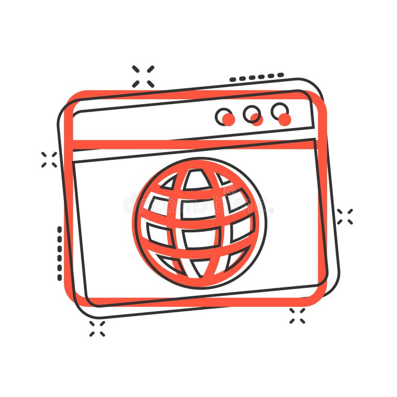 Website Domain Icon In Comic Style. Global Internet Address Cartoon ...