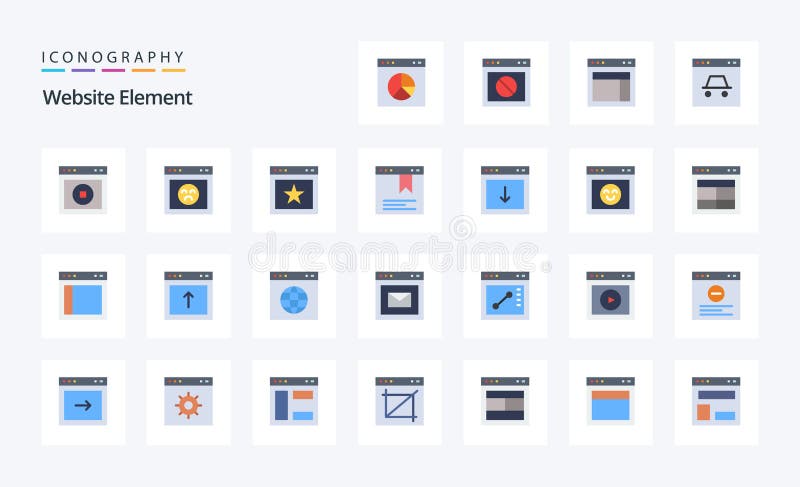 25 Website Element Flat Color Icon Pack. Vector Icons Illustration ...
